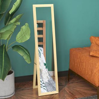 HOMCOM Standspiegel, Ganzk&ouml;rperspiegel mit St&auml;nder, freistehender Wandspiegel, Ankleidespiegel, Garderobenspiegel f&uuml;r Schlafzimmer, Flur, Alu, Eiche, 37 x 15