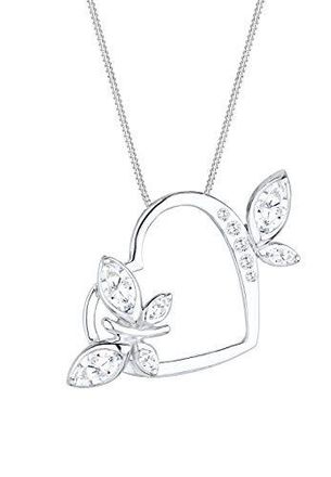 Elli Collier Femme Papillon Coeur Cristaux de Zircone en Argent Sterling 925