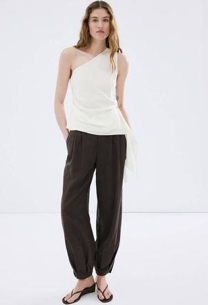 Mango Top lyocell asym&eacute;trique blanc cass&eacute; - Femme - S - MANGO