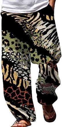 Generic Pantalon ample ample pour homme - Imprimé fantaisie - Pantalon de yoga hippie - Pantalon de marche - Pantalon décontracté - Pantalon de yoga léger - P