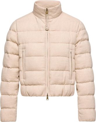 Moncler Moncler Agastache Cashmere & Linen Short Down Jacket, Women, Beige, Size: 0