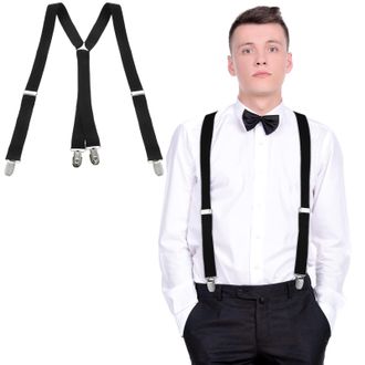 Satinior Hosentr&auml;ger X Form fur Herren mit Clip Verstellbare(Schwarz)