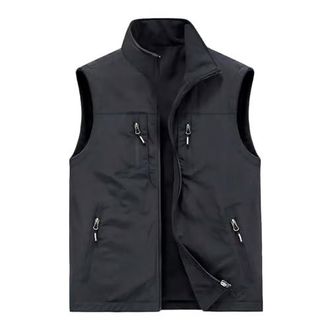 Generic Veste sans manches surdimensionn&eacute;e avec poches pour homme, d&eacute;contract&eacute;e, l&eacute;g&egrave;re, Noir, XXL