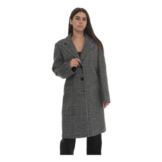 Liu Jo Wollmischung Mantel mit Fischgr&auml;tmuster - - Coats - Damen - Grau - M