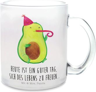 Mr. & Mrs. Panda Teetasse Avocado Party - Geschenk, Teeglas, Schulabschluss, Gesund, Tasse mit Henkel, Happy Birthday, Firmenfeier, Jubil&auml;um
