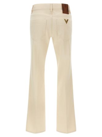 Valentino Garavani Womens Beige Cotton Flared Jeans Clothing
