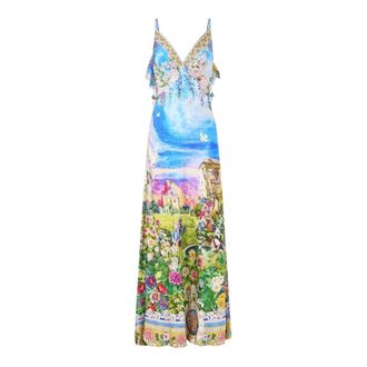 Camilla V-Ausschnitt Slip Dress im schr&auml;gen Schnitt mit R&uuml;sche am R&uuml;cken - - Dresses - Damen - Mehrfarbig - S