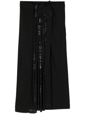 Yohji Yamamoto jupe mi-longue à design plissé - Noir