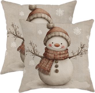 Generic Winter-Schneemann-Kissenbezüge, Beige, niedlicher Schneemann, dekorative Kissenbezüge, Urlaubsdekoration, Bauernhaus-Dekoration für Sofa, Couch, Bett,