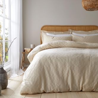 bianca Waffel-Bettwäsche-Set mit Kissenbezug, Fadenzahl 180, Baumwolle, rund, naturfarben