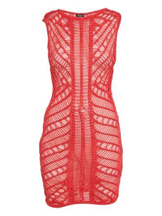 Moeva robe courte en crochet (ann&eacute;es 2000) - Rouge