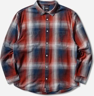 Vans Men s Indigo Plaid Longsleeve Shirt Racing Red