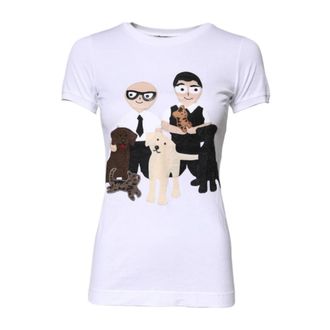 Dolce & Gabbana Wei&szlig;e Baumwoll-T-Shirt mit DGFAMILY-Stickerei - - Tops - Damen - Wei&szlig; - 2XS