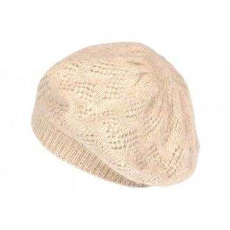 Nyls Cr&eacute;ation Bonnet B&eacute;ret Femme Marron en Angora Paillet&eacute; Doux Tendance Angiola - Taille Unique - Beige