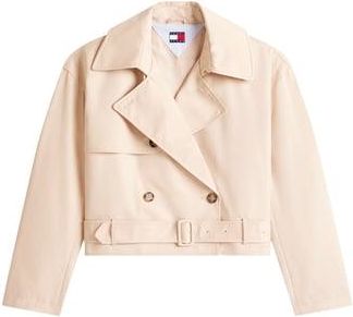 Tommy Hilfiger Trench-coat court d&eacute;contract&eacute; d&eacute;perlant en coton m&eacute;lang&eacute;