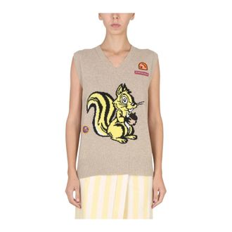 Cormio Nicole V-Neck Eichh&ouml;rnchen Strickweste - - Knitwear - Damen - Beige - S