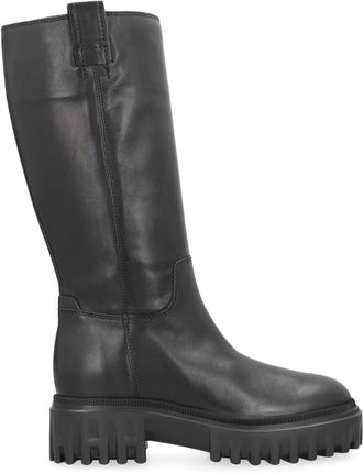 Hogan Womens Black Leather High Boots