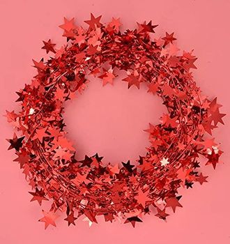 Generic Petite Guirlande D&eacute;toiles en Fil D&eacute;licat, D&eacute;coration pour Arbre de No&euml;l, Accessoires de V&ecirc;tements de F&ecirc;te de Mariage, 7,5 M, Or, Argent, Rouge, Bleu, 