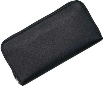 Prada Portefeuille long Saffiano Pre-owned (Bi-pli) - Femme - Pre-owned - Noir - Taille: ONE Size