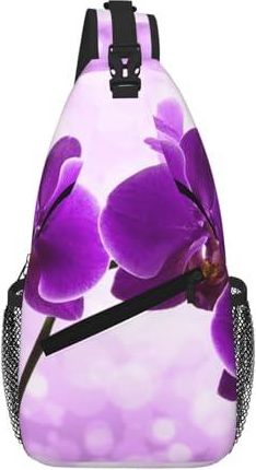 Generic Sacoche Homme Bandouliere Imprim&eacute; &agrave; fleurs violettes Multifonction Sac Bandouli&egrave;re Antivol Sling Sac &agrave; Dos pour Camping Randonn&eacute;e Cyclisme