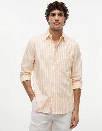 Tommy Hilfiger Regular-Fit-Oxford-Hemd in Orange mit Streifen