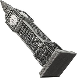 Pretyzoom Metall Tischuhr mit Feiner Handwerkskunst Britisches Wahrzeichen als Dekorativer Uhrenturm Silberfarbene Landmarke f&uuml;r Wohn Arbeitszimmer Klassisches 