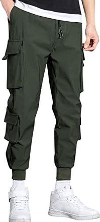 Generic Pantalon cargo extensible pour homme - Pantalon sarouel d&eacute;contract&eacute; multi-poches - Pantalon de travail cargo - Coupe athl&eacute;tique - Pantalon de surv&ecirc;tem
