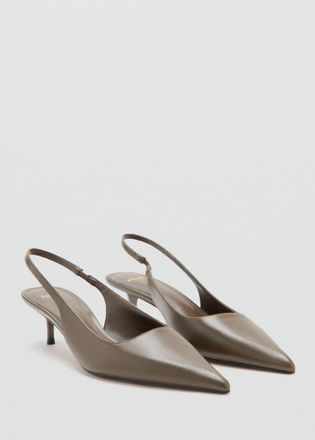 Mango Chaussures talon cuir pointues kaki - Femme - 35 - MANGO