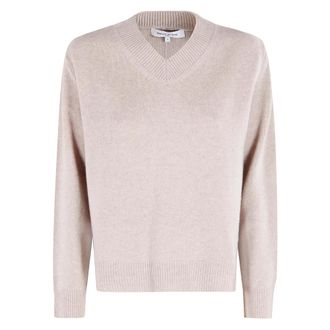 Maison Kitsun&eacute; Merino Wool Comfort V-neck Jumper - - Knitwear - Damen - Beige - XS