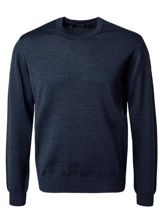 Maerz MAERZ Muenchen Herren Pullover blau Merinowolle unifarben
