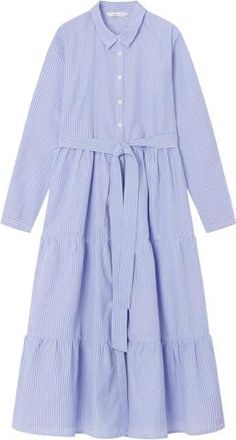 Springfield 3.fq. Vestido Midi Rayas Camisero Robe d&eacute;contract&eacute;e, Bleu (Azul Horizonte), 34 Femme