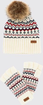 Barbour Set aus zwei Jacquard-Wollmisch-Beanies mit Bommel