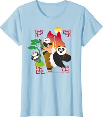 Kung Fu Panda Po And Bao Training Sunset T-Shirt