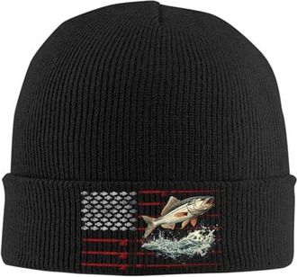 Generic Bonnet en Tricot P&ecirc;cheur De Bar Ray&eacute; Drapeau Am&eacute;ricain Thermique Bonnets Unisexe Bonnet Hiver pour Sport Shopping Temps Froid