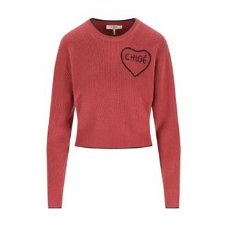 Chlo&eacute; Bestickter Pullover mit Rundhalsausschnitt - - Knitwear - Damen - Rosa - S