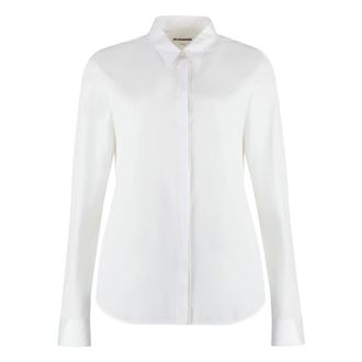 Jil Sander Baumwoll-Popeline-Hemd mit versteckter Knopfleiste - - Blouses & Shirts - Damen - Wei&szlig; - M