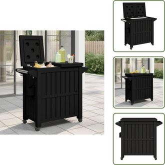 vidaXL 3-in-1 Servierwagen Schwarz Polypropylen - Servierwagen - Getr&auml;nkewagen - Outdoor K&uuml;che - K&uuml;hlung - Partyservice - The Living Store