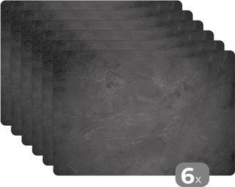 MuchoWow Placemats Platzdeckchen Platzset Tischset 6-teilig Tischdeko Untersetzer 45x30 cm Struktur - Zement - Beton - Grau - Vintage