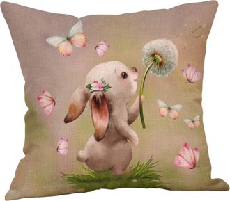 Generic Ostern Kissenbezug 40x40 cm Hasen Fr&uuml;hling Kissenh&uuml;llen Outdoor Osterhase Sofakissen Bauernhaus Dekokissen Kissen Couchkissen Kissenbez&uuml;ge Zierkissenb