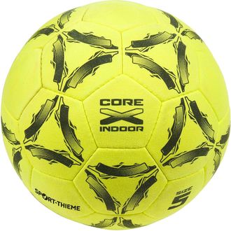 Sport-Thieme | Hallenfußball CoreX Indoor | Reduziertes Sprungverhalten | Trainingsball | Handgenäht | In Zwei Größen erhältlich | Synthetik-Velours | Gelb-Schwarz