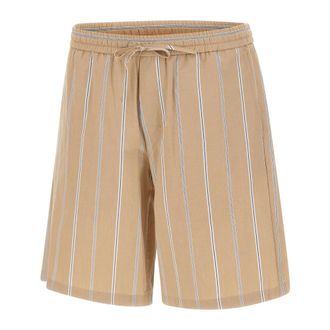 Paolo Pecora Homme, Shorts, Beige, Taille: L Striped Cotton Bermuda Shorts
