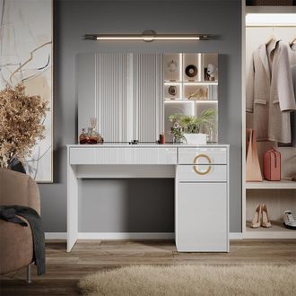 Vicco Schminktisch Weiß Adela 115x76.4x55 cm - Kosmetiktisch, Funktioniert auch als stilvoller Arbeitsplatz