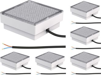 LEDs Com 6 Stück LED Pflasterstein Bodeneinbauleuchte CUS für außen, IP67, eckig, 15 x 15cm, kaltweiß