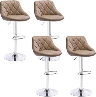 Woltu Woltu - lot de 4 Tabouret de bar avec repose-pieds, hauteur r&eacute;glable, en similicuir, si&egrave;ge bien rembourr&eacute;, Kaki