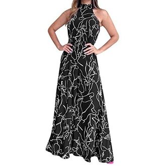 Generic pvucpot Combinaison Femme sans Manches Chic &Eacute;l&eacute;gant Combinaison Pliss&eacute;e sans Manches &agrave; col Licou D&eacute;t&eacute; Couleur Unie Barboteuse Jumpsuit pour Soir&eacute;e C&eacute;r