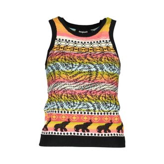 Desigual Femme, Tops, Multicolore, Taille: 42 FR Haut Femme en Viscose Noire Statement Tank