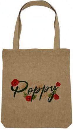Fabulous Sac Shopping Tote Bag Aspect Lin - Poppy Flowers Minimalist Chic Garden Love - Sac de Courses Toile Epaisse 360g Beige Naturel Cabas Port&eacute; Epaule Soli