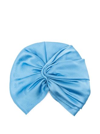 Jennifer Behr turban en satin à design torsadé - Bleu