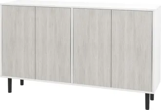 HOMCOM Homcom - Buffet contemporain 4 portes 2 &eacute;tag&egrave;res - Dimensions 121L x 37P x 75H cm - Pi&egrave;tement effil&eacute; en pin noir aspect bois gris - Rangement optimis&eacute;