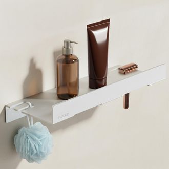 Fjord Flow Premium Duschablage ohne Bohren [Matt Silber] - Design Duschregal mit integriertem Rasiererhalter - Rostfreies Aluminium - Selbstklebend mit Hybr